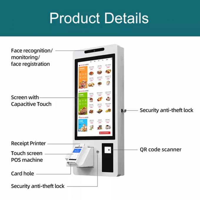 21.5 Inch POS Self Checkout Machine Self Service Payment Ordering Kiosk ...