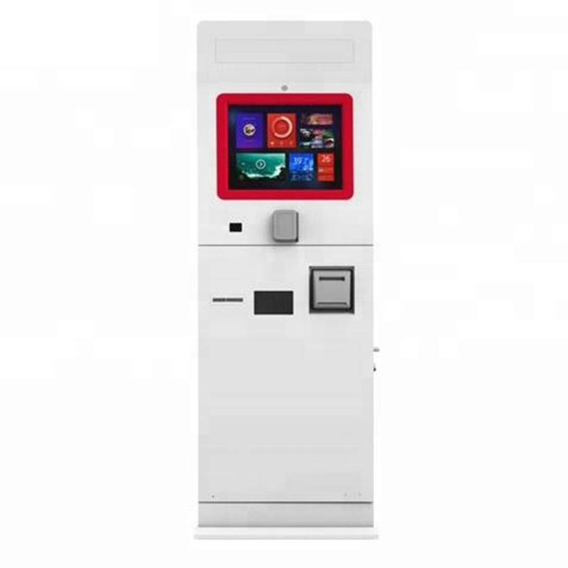Lobby Self Service Hotel Check In Kiosk Atm Machine With LED Touch Screen