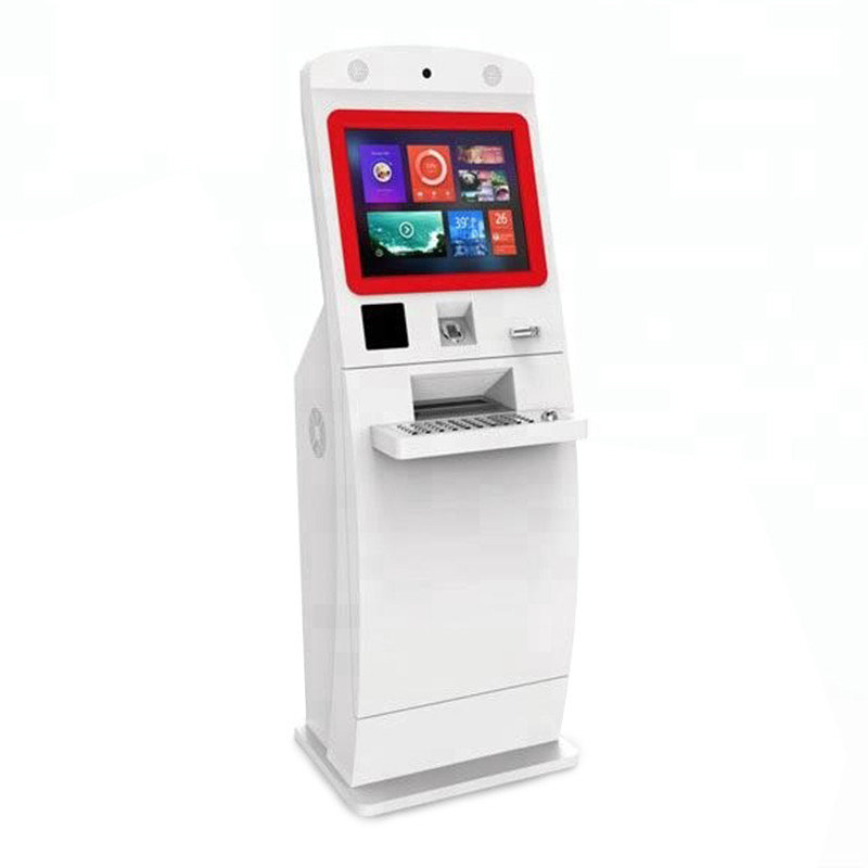 Lobby Self Service Hotel Check In Kiosk Atm Machine With LED Touch Screen