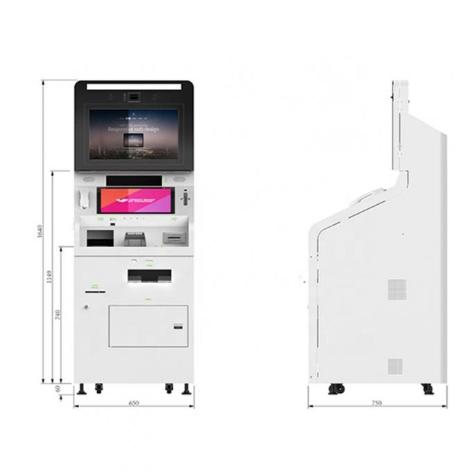 Bank video teller machine kiosk for card dispense money deposit ...